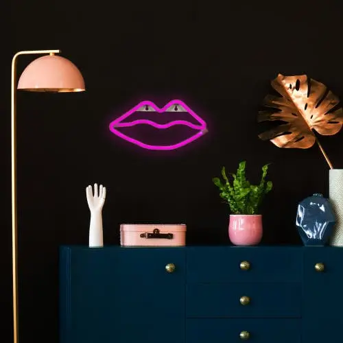 NORTHLIGHT Led Lips Neon Lighted Wall Art10.5"