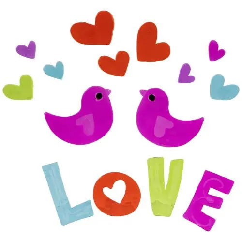 NORTHLIGHT Set Of 5 Double Sided Valentine's Day Gel Window Clings