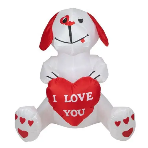 NORTHLIGHT Led Lighted Inflatable Valentine's Day Doggie Outdoor Decoration4 - Red