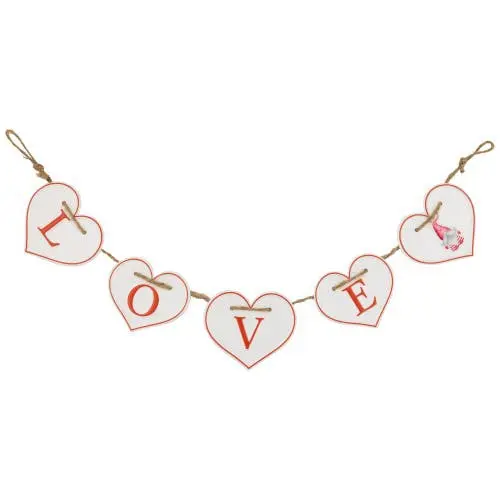 NORTHLIGHT Hearts "love" Valentine's Day Metal Banner32" And Red - White