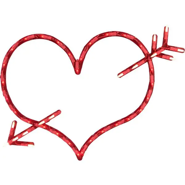 NORTHLIGHT Lighted Heart And Arrow Valentine's Day Window Silhouette17" - Red