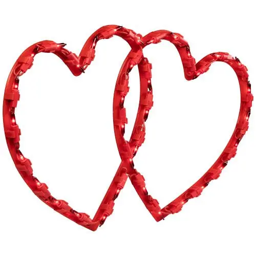 NORTHLIGHT Lighted Double Heart Valentine's Day Window Silhouette17"