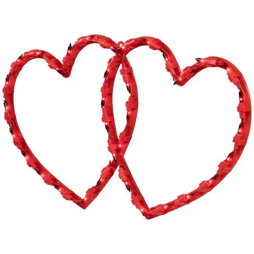 NORTHLIGHT Lighted Double Heart Valentine's Day Window Silhouette17"