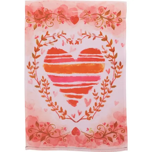 NORTHLIGHT Watercolor Heart Valentine's Day Outdoor Garden Flag 18" X 12.5 - Red