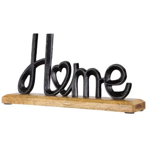 NORTHLIGHT Metal Home With Heart Sign With Wooden Base12