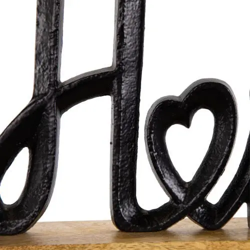 NORTHLIGHT Metal Home With Heart Sign With Wooden Base12