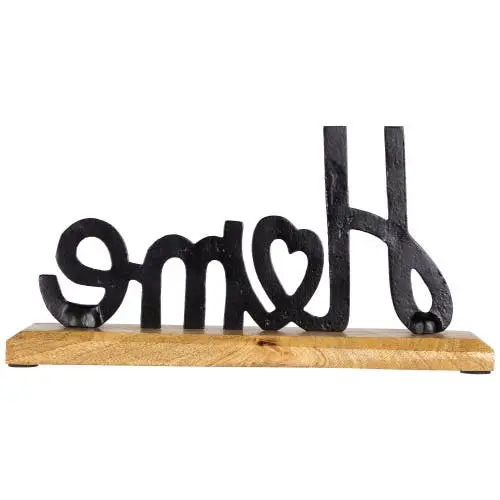 NORTHLIGHT Metal Home With Heart Sign With Wooden Base12