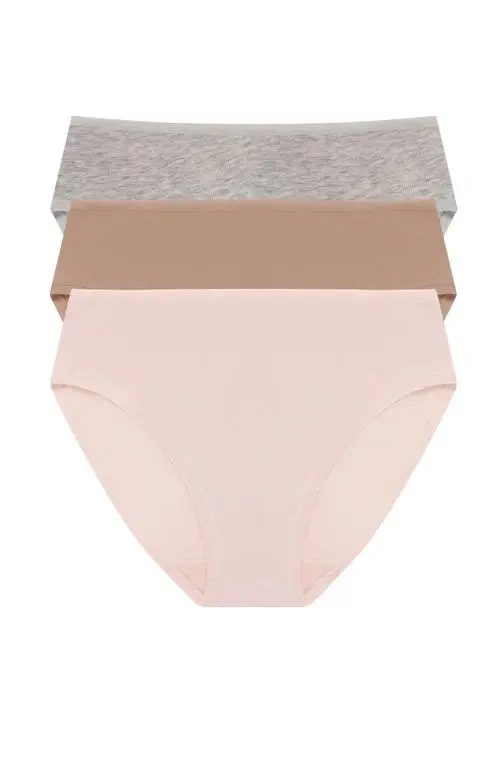 Natori Bliss Bare Cotton Hipster 3-pack - Lt Grey Heathr/buff/peach Whip