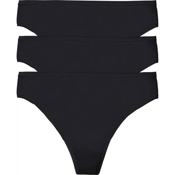 Natori Bliss Bare Cotton Thong 3-pack - Black