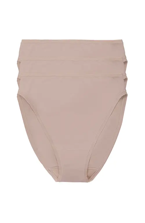 Natori Bliss Bare Cotton High Cut Brief 3-pack - Cafe