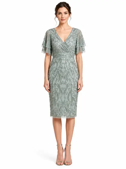 LARA NEW YORK Beaded Midi Dress - Sage