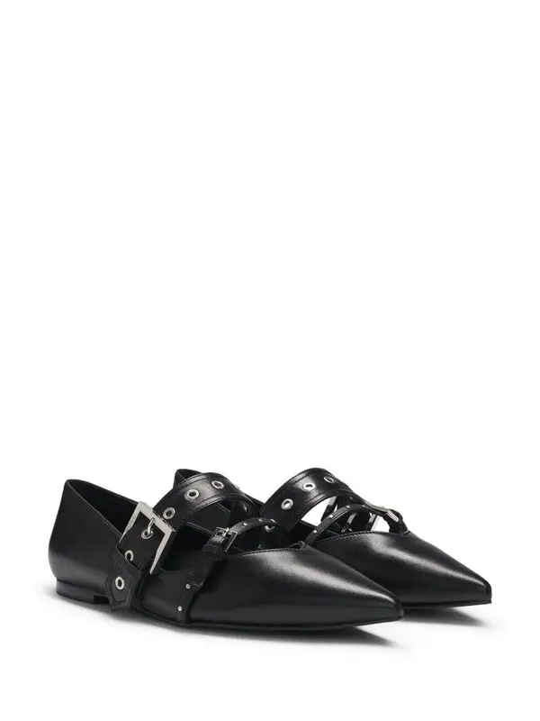 Hugo Buckled Leather Ballet Flats