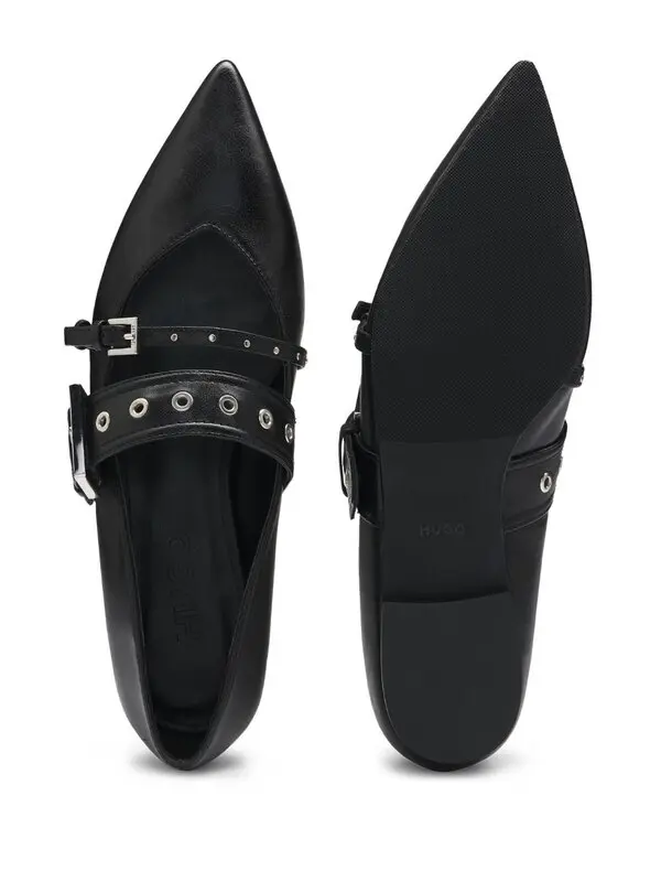 Hugo Buckled Leather Ballet Flats