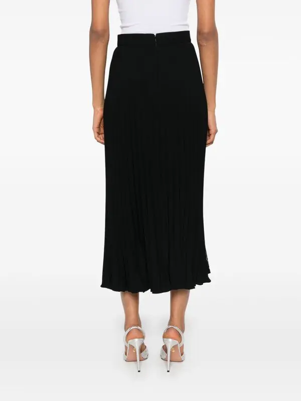 NISSA Lace-insert Pleated Midi Skirt