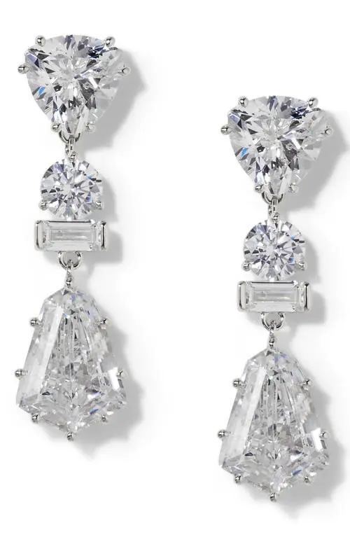Nadri Luxor Kite Cubic Zirconia Drop Earrings - Rhodium