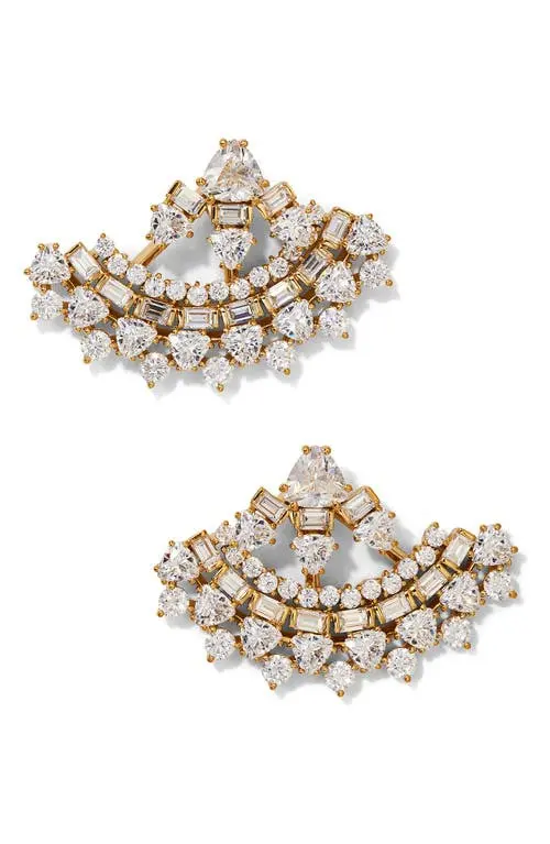 Nadri Luxor Fan Crystal Jacket Earrings - Gold