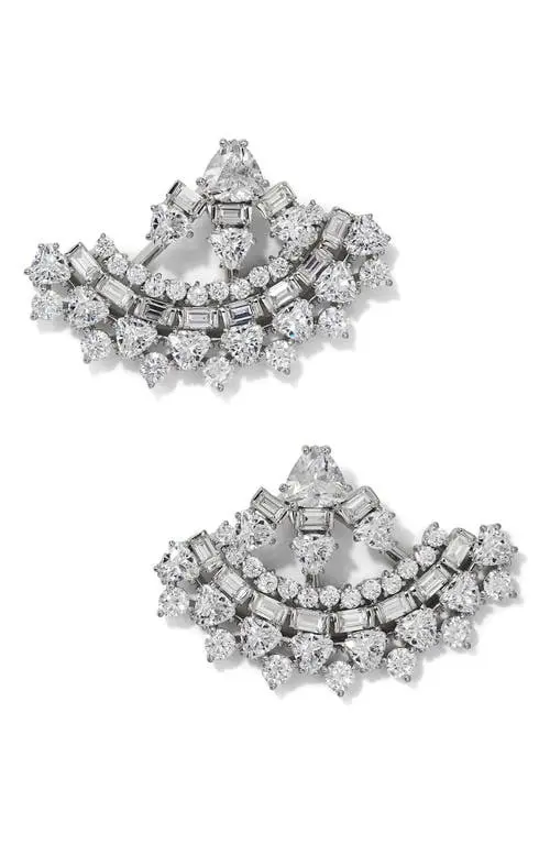 Nadri Luxor Fan Crystal Jacket Earrings - Rhodium