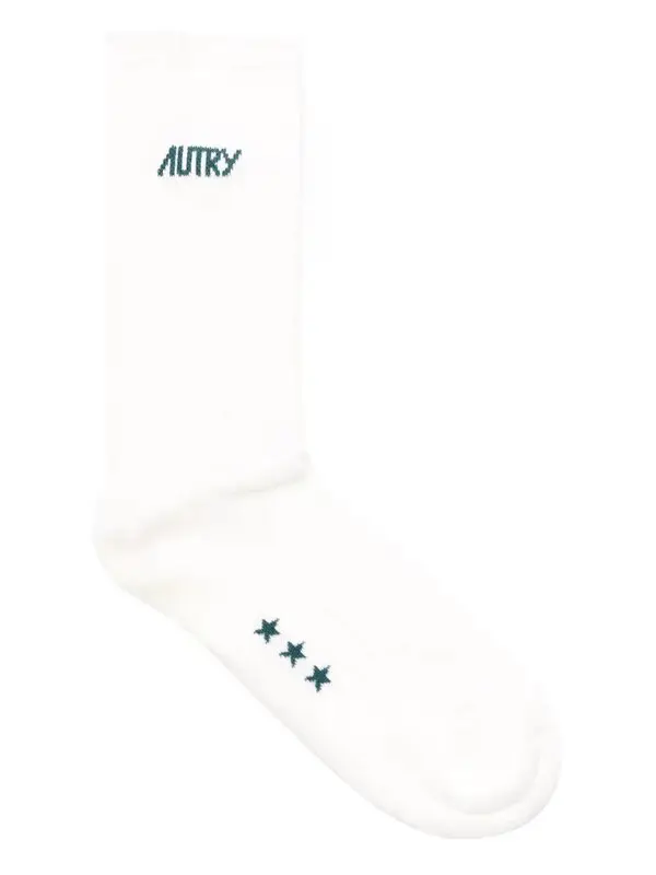 AUTRY Star-motif Crew Socks - White