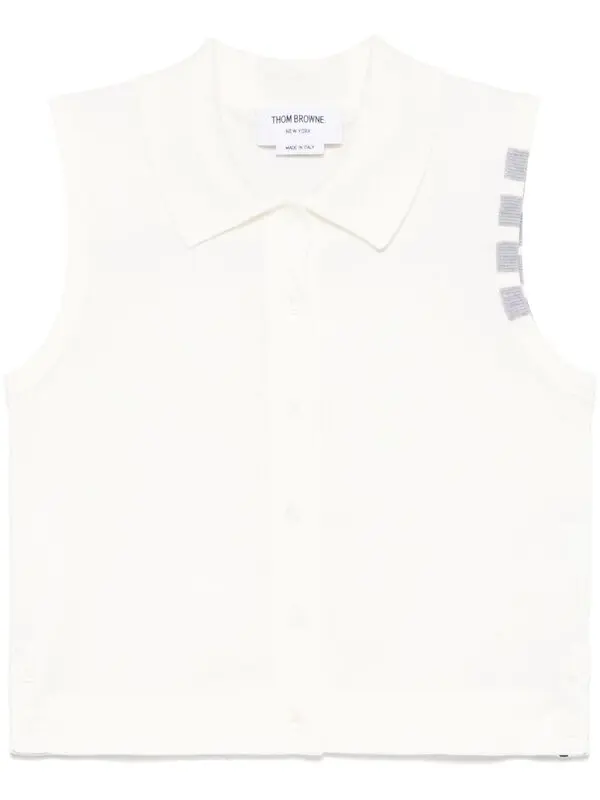 Thom Browne 4-bar Cotton Vest - 100 White