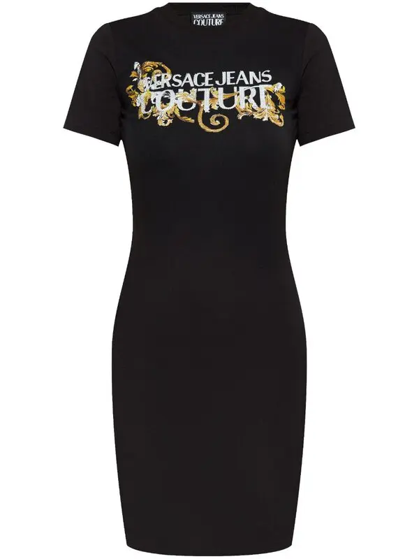 Versace Crystal Outline Barocco Mini Dress