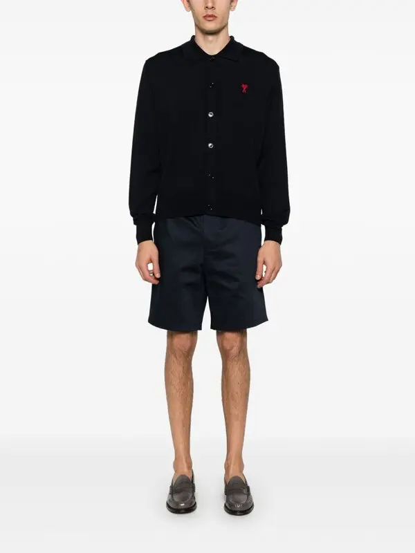 AMI Paris Cotton Chino Shorts - Blue