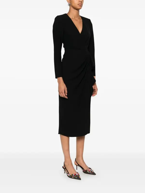 NISSA V-neck Crepe Midi Dress