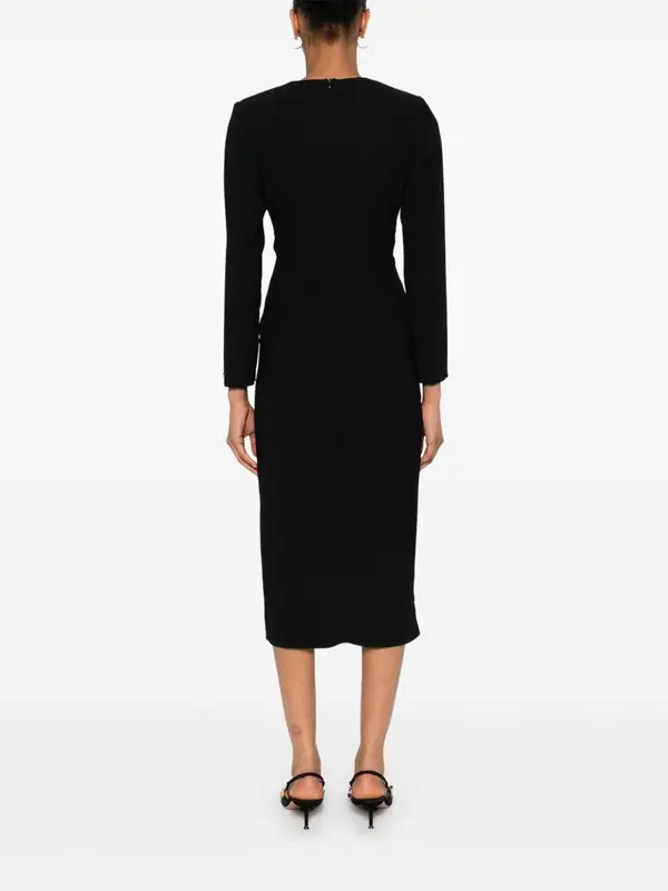 NISSA V-neck Crepe Midi Dress