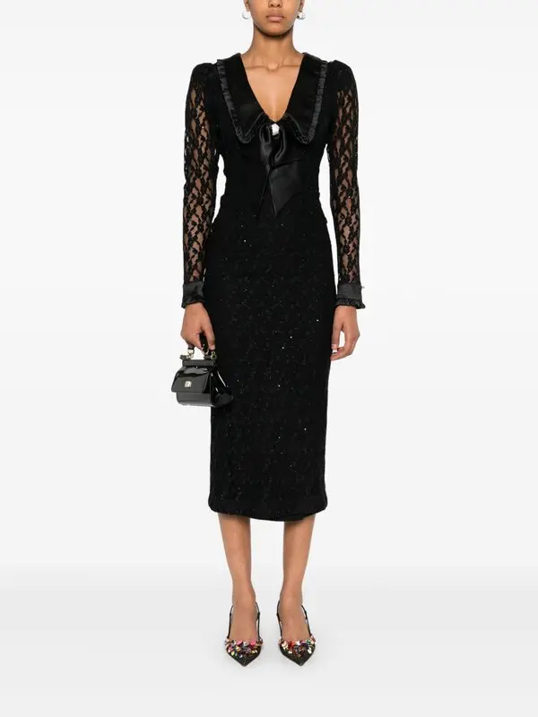 NISSA Floral Lace Midi Dress