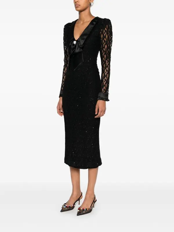 NISSA Floral Lace Midi Dress