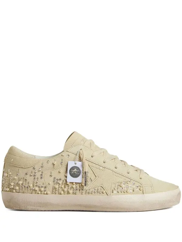 GOLDEN GOOSE Super-star Suede Sneakers With Pearl And Swarovski Crystal Embellishments