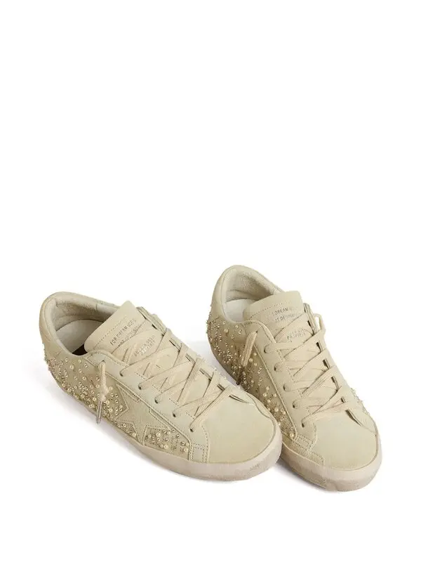GOLDEN GOOSE Super-star Suede Sneakers With Pearl And Swarovski Crystal Embellishments