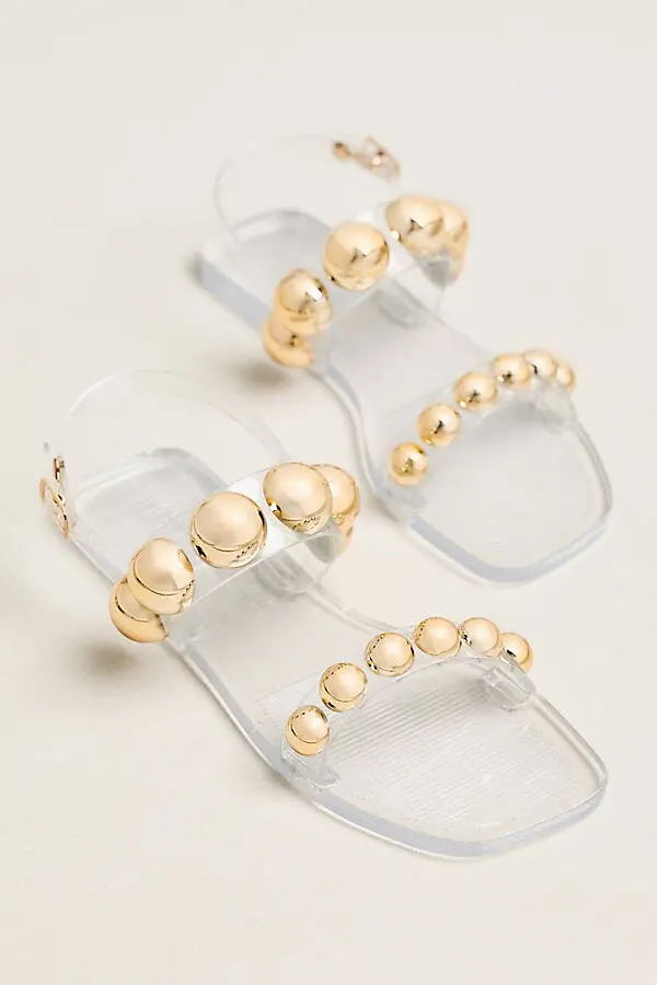 Jeffrey Campbell Gum Drop Studded Jelly Sandals - Clear Gold
