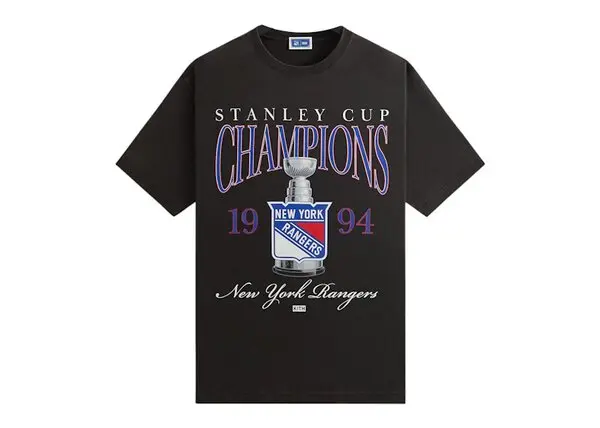 Kith X New York Rangers Champion Vintage Tee Shirt - Black