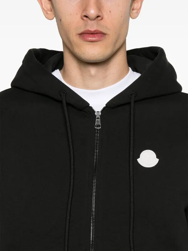Moncler Cotton Zip-up Hoodie - Black | Editorialist