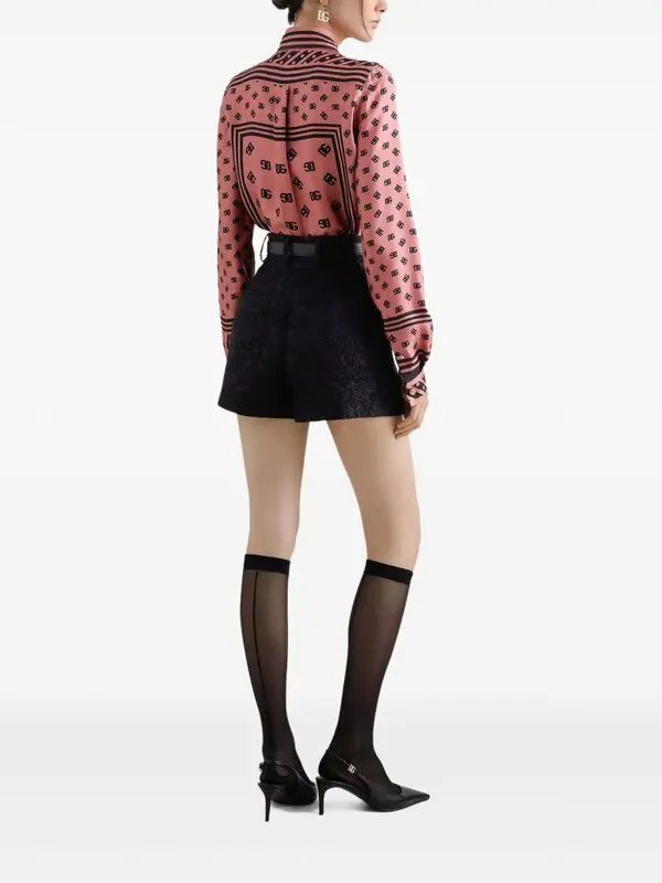 Dolce & Gabbana Floral Brocade-effect Shorts - Black