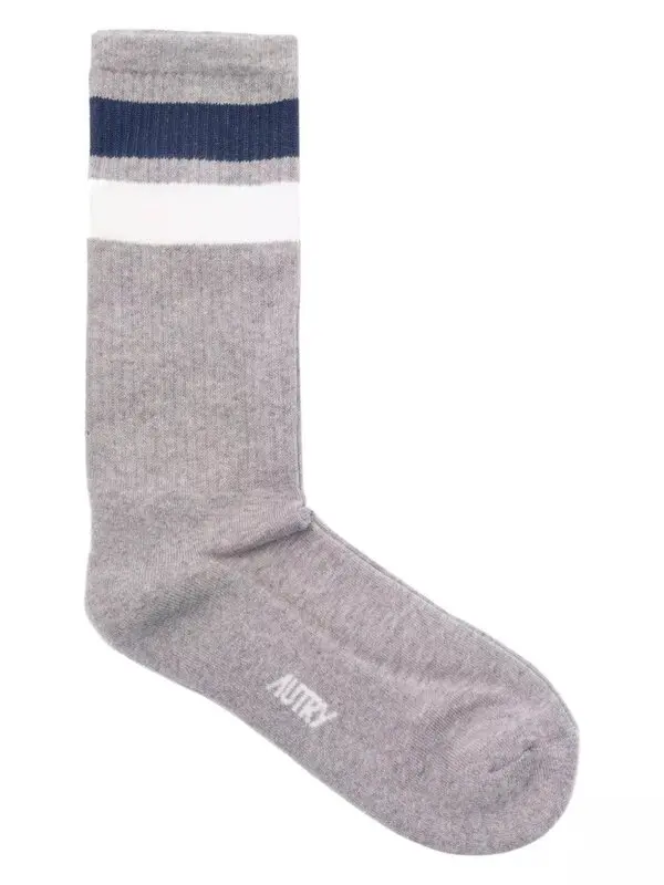 AUTRY Stripe-detail Socks - Grey