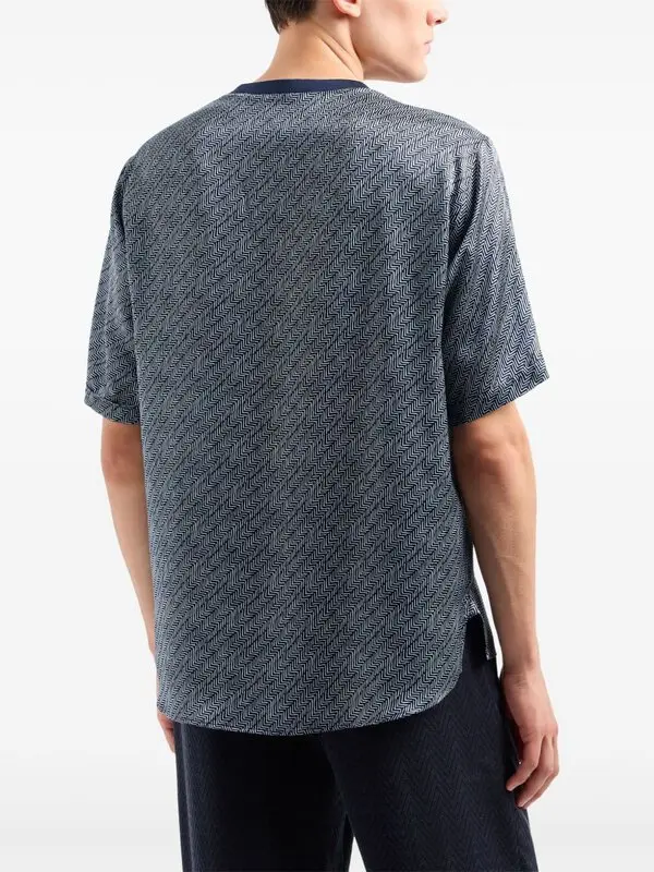 Giorgio Armani Chevron-print Silk T-shirt - Black