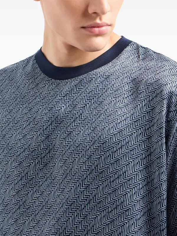 Giorgio Armani Chevron-print Silk T-shirt - Black