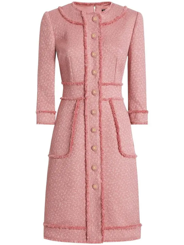 Dolce & Gabbana Frayed-edge Midi Dress - Pink