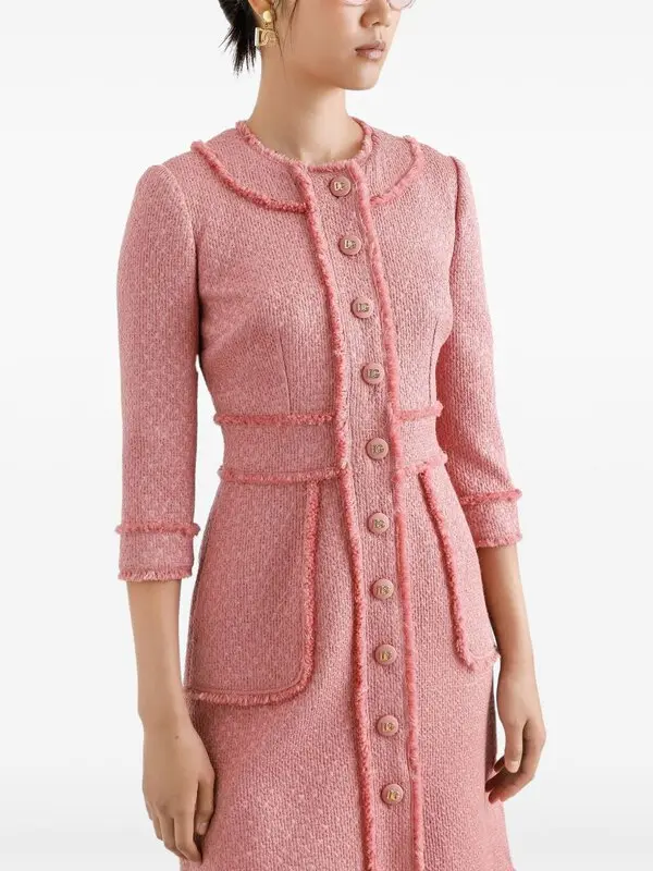 Dolce & Gabbana Frayed-edge Midi Dress - Pink
