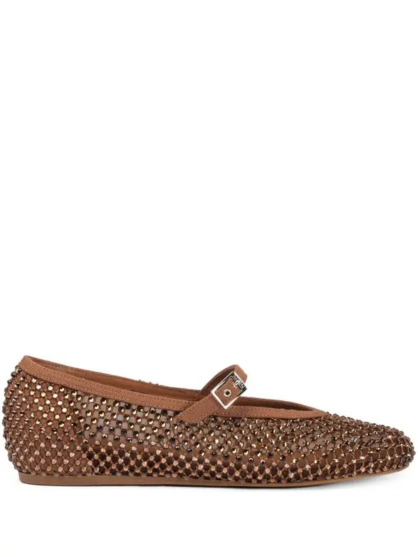 LE SILLA Gilda Crystal-embellished Ballet Flats - Brown