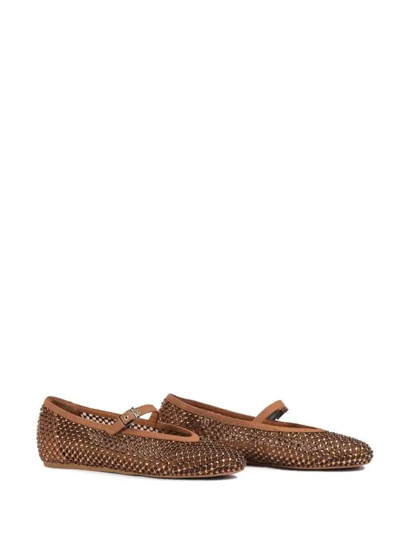 LE SILLA Gilda Crystal-embellished Ballet Flats - Brown