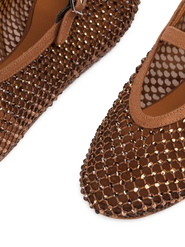 LE SILLA Gilda Crystal-embellished Ballet Flats - Brown