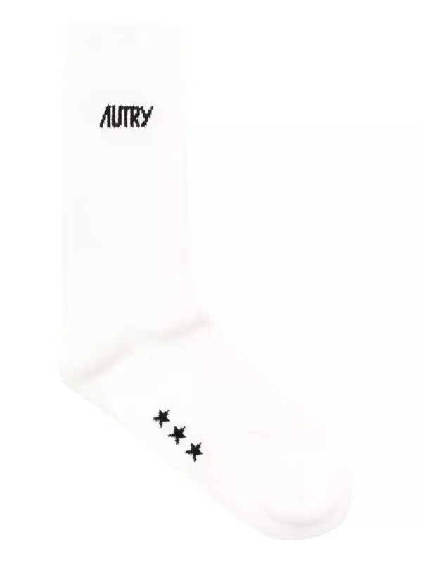 AUTRY Star-motif Crew Socks - White