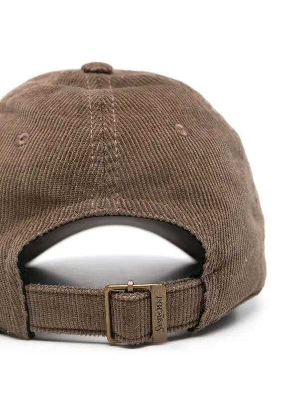 Saint Laurent Logo-embroidered Corduroy Baseball Cap - Brown