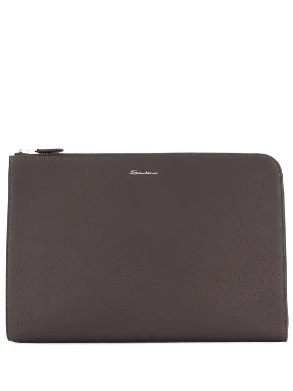 Santoni Logo-print Laptop Case - Brown