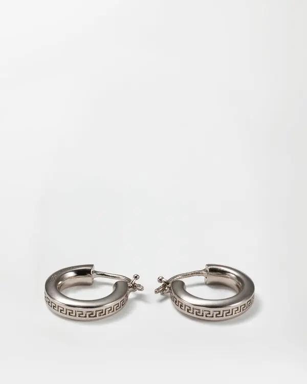 Versace Greca Motif Hoop Earrings - Silver