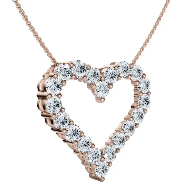 BLISS DIAMOND 1ct Lab Grown Diamond Heart Pendant Necklace - 14k Rose Gold
