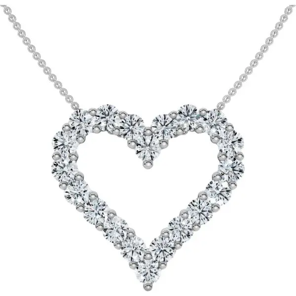 BLISS DIAMOND 1ct Lab Grown Diamond Heart Pendant Necklace - 14k White Gold