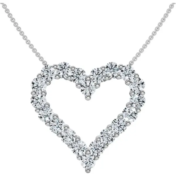 BLISS DIAMOND 1ct Lab Grown Diamond Heart Pendant Necklace - 14k White Gold